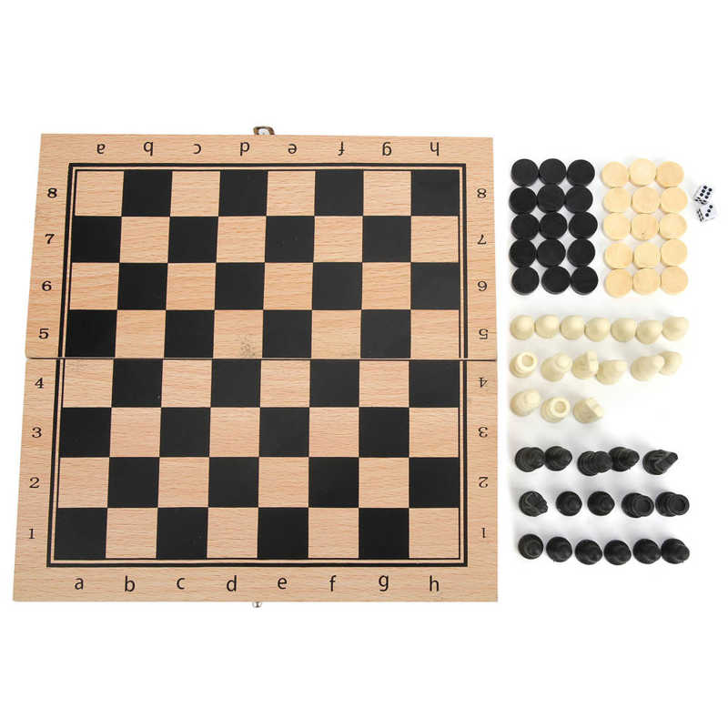 Chess Backgammon Checkers Set Foldable Board Game ... – Grandado