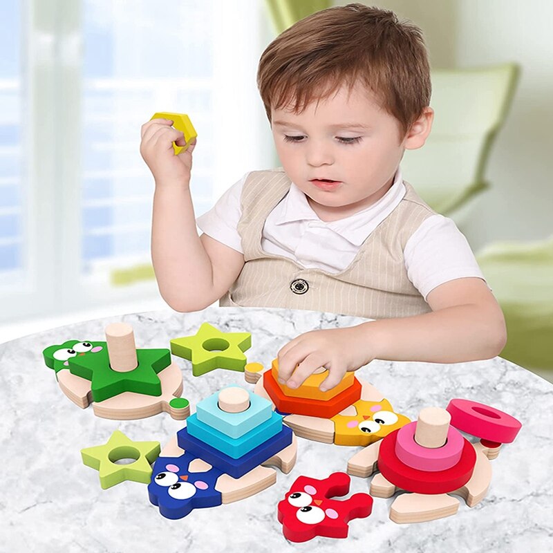 Wooden Stacking Toys Wooden Sorting and Stacking T... – Grandado