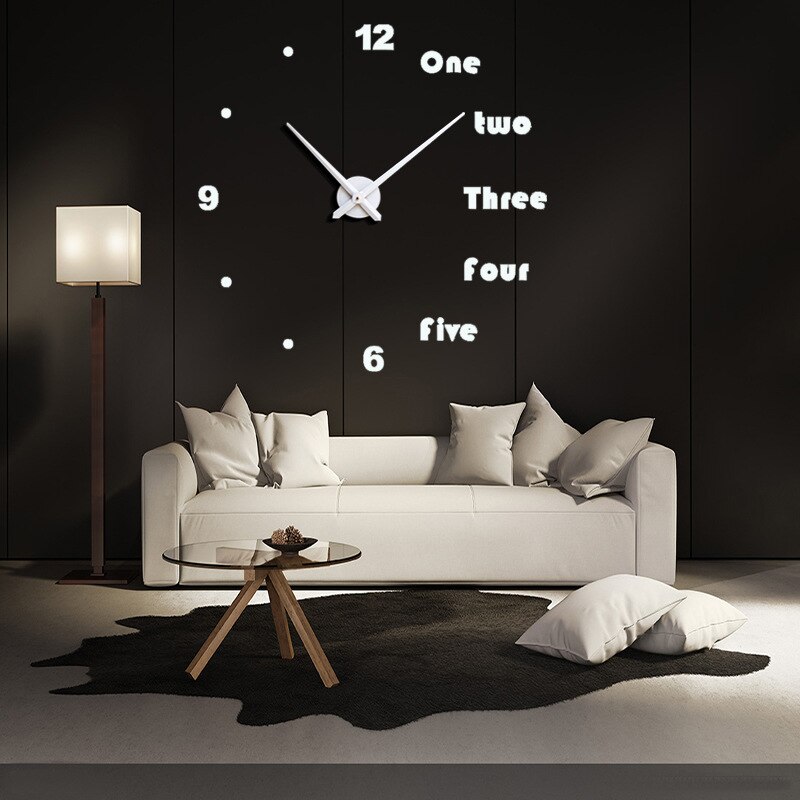 3D acrylic mirror wall clock DIY oversized minimal... – Vicedeal