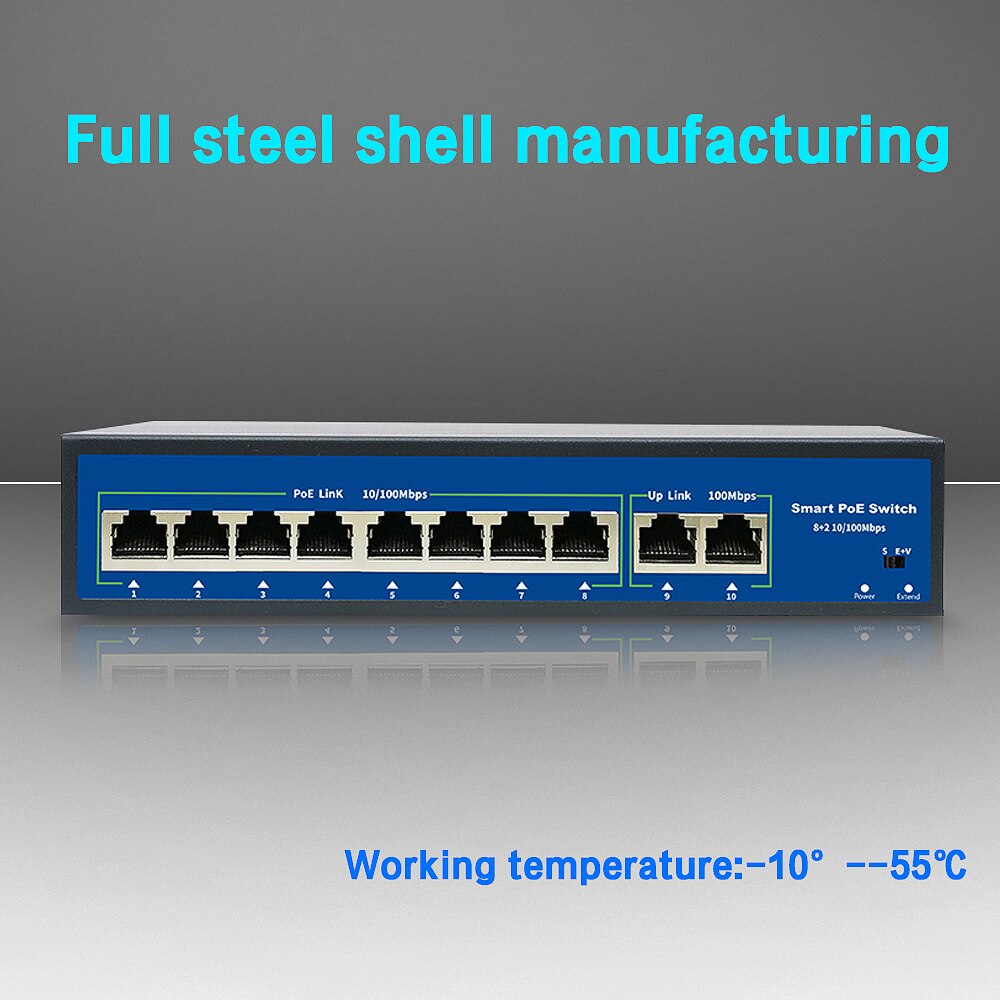 10Port POE Ethernet Switch 52V VLAN 10/100Mbps IEE... – Grandado