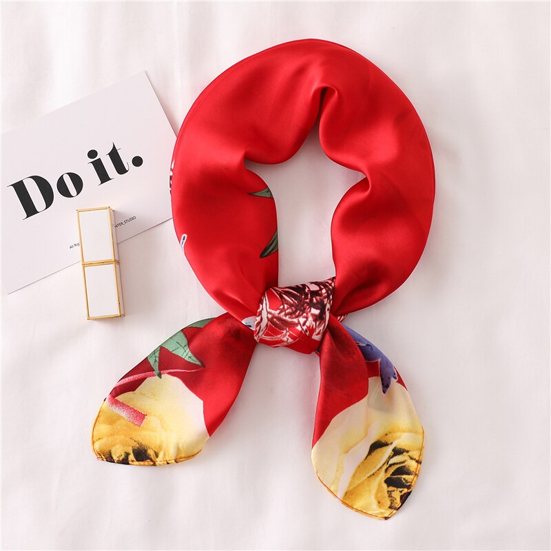 Carré soie Foulard imprimé fleuri femmes Foulard S... – Grandado