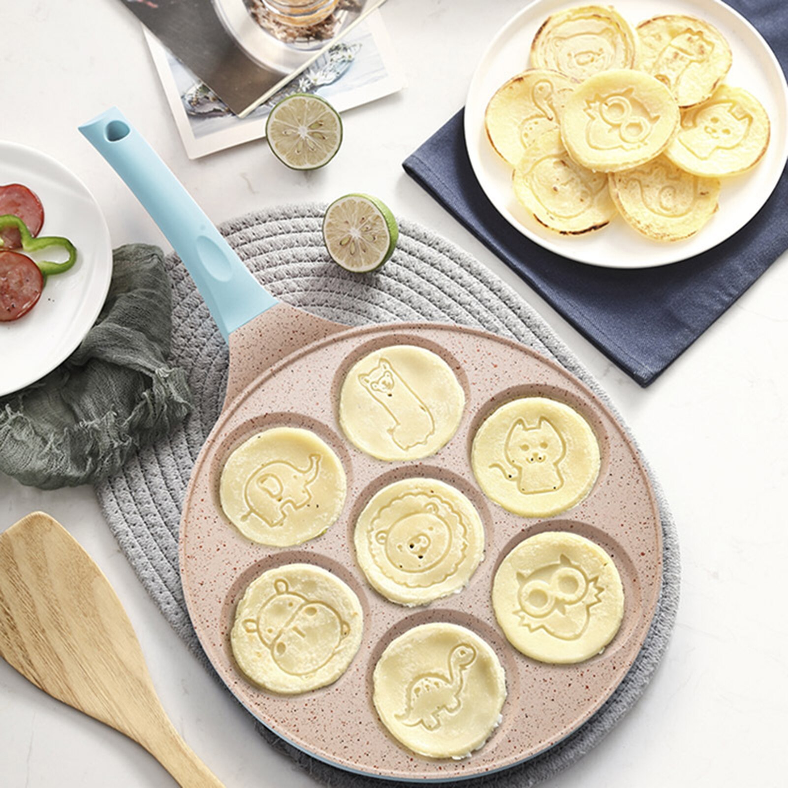 Pan-cake Pan Seven-hole Oil-proof Animal Face Prin... – Grandado
