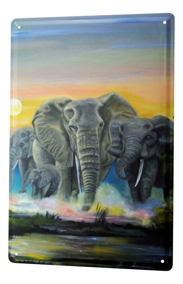 Tin Sign Nursery Animal Elephant Elephant Moon 20x... – Grandado