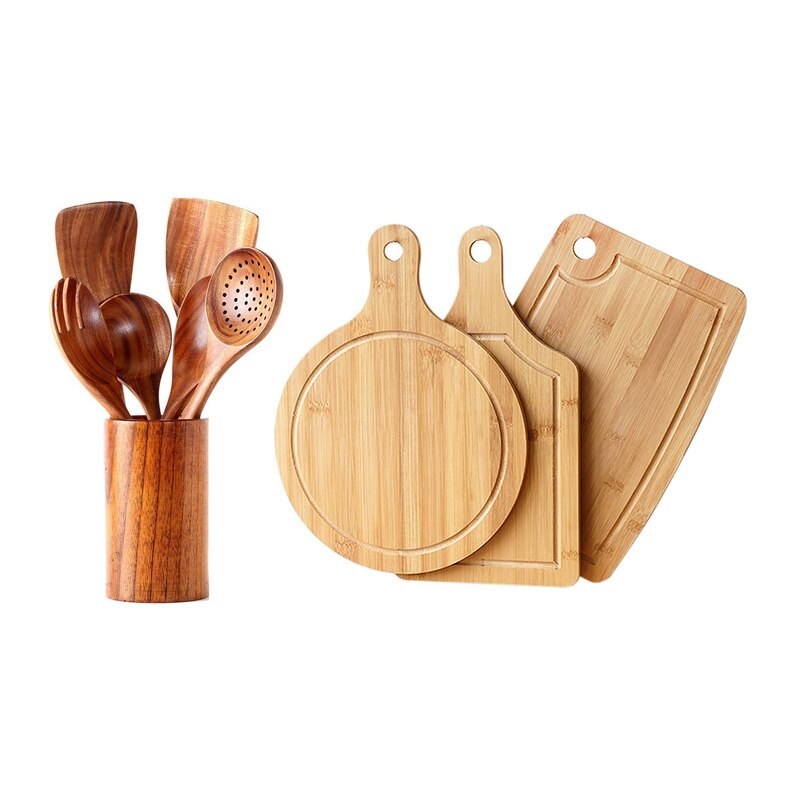 7 Piece Set Kitchen Utensil Set, Wooden Cookware S... – Grandado