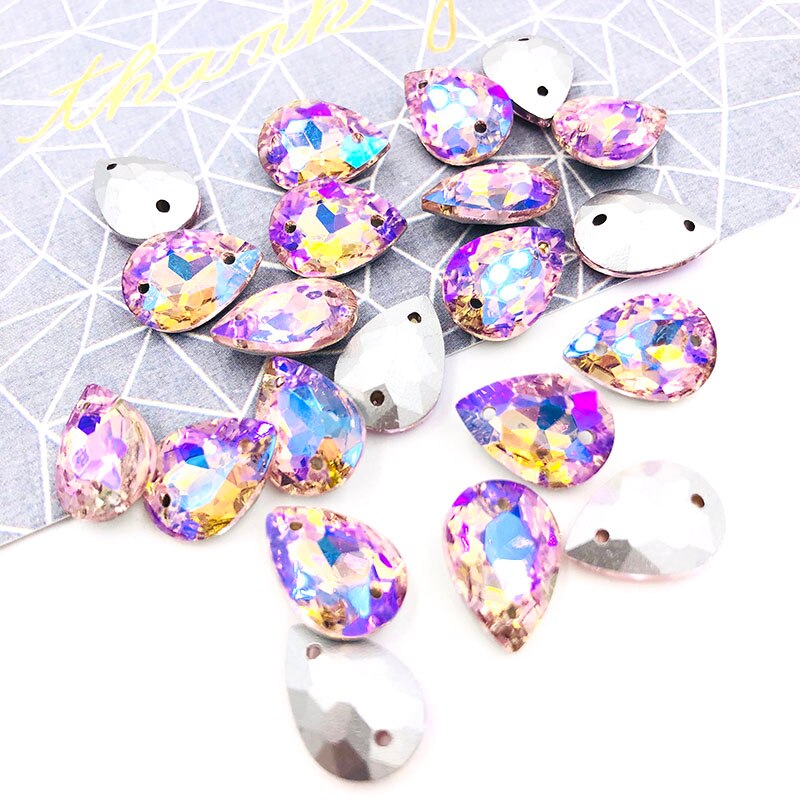 10X14mm water roze AB glas kristal pointback Dubbe... – Vicedeal
