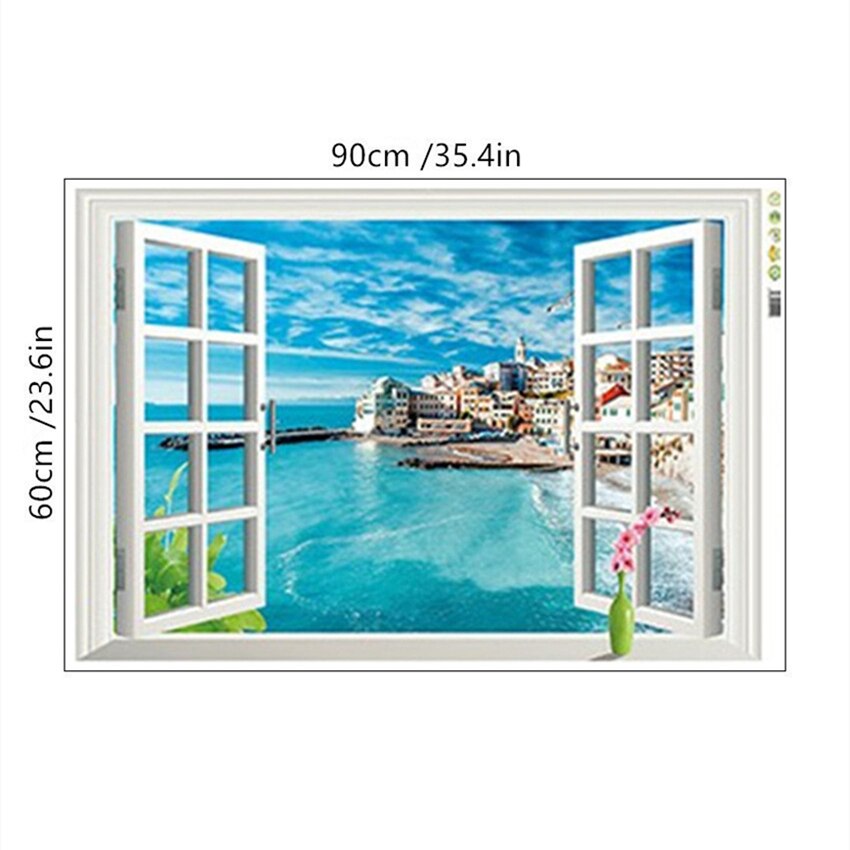 Outside the window sea view mural water city lands... – Grandado