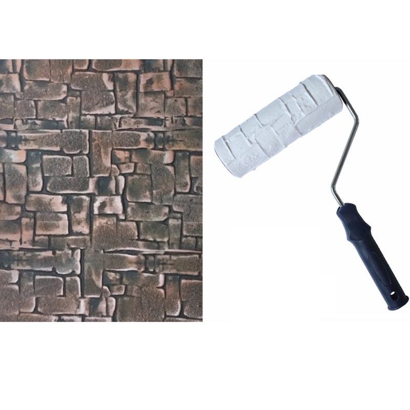 2 Paint Rollers and 1 Handle Brick Pattern Mural T... – Grandado