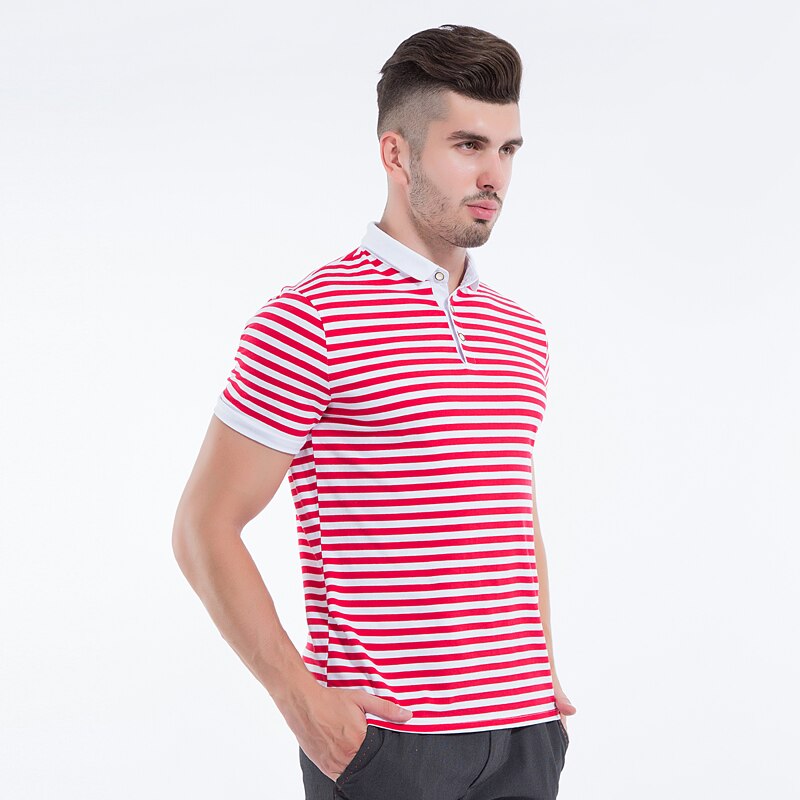 Liseaven Mannen Rood Gestreepte Polos Korte Mouw P... – Vicedeal