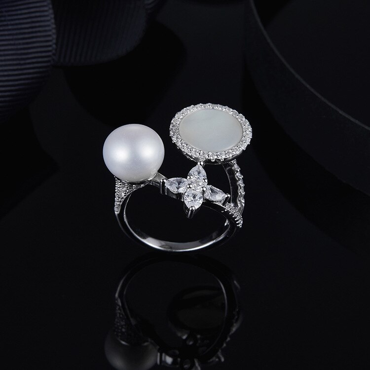 S925 silver sterling white mother-of-pearl earring... – Grandado
