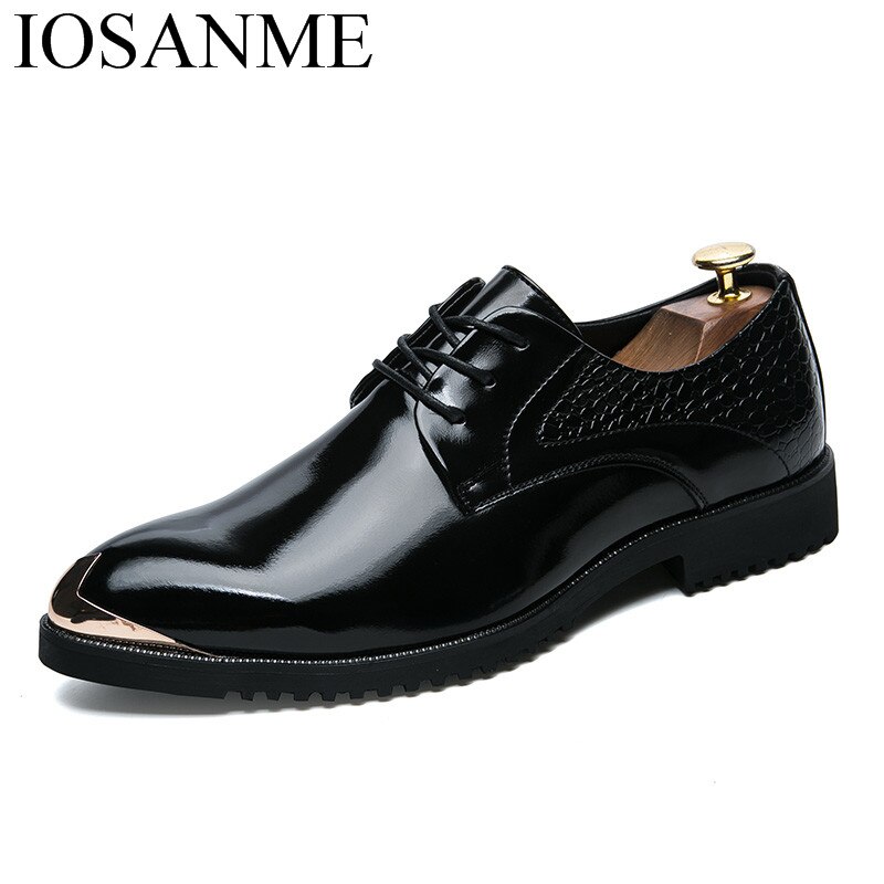 metal toe gold silver pointed toe men shoes leathe... – Grandado