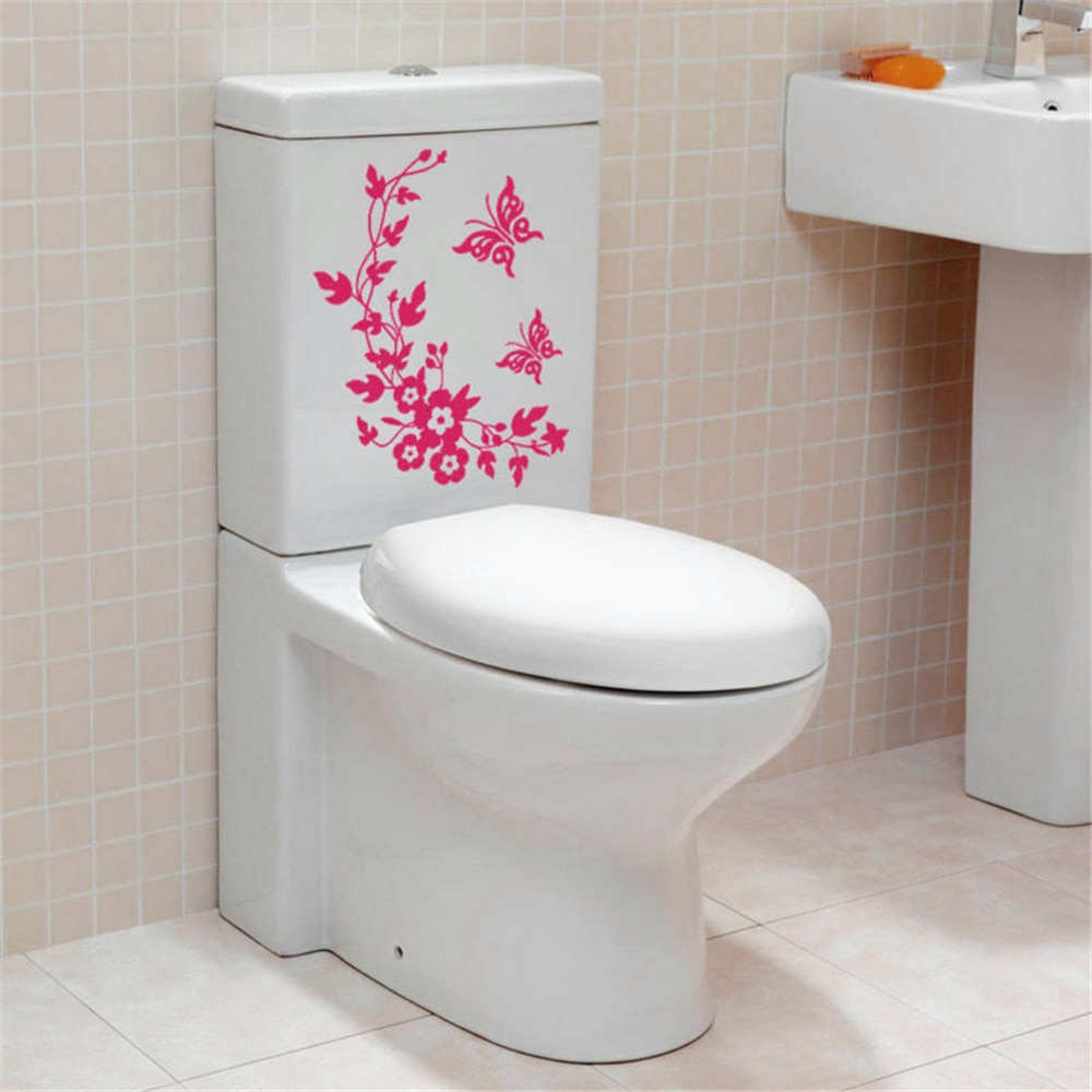 Butterfly Flower Toilet Seat Sticker PVC Wall Stic... – Vicedeal