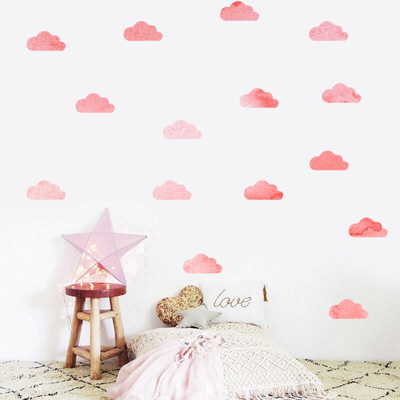 48Pcs/Set Removable Watercolor Pink Clouds Wall St... – Grandado