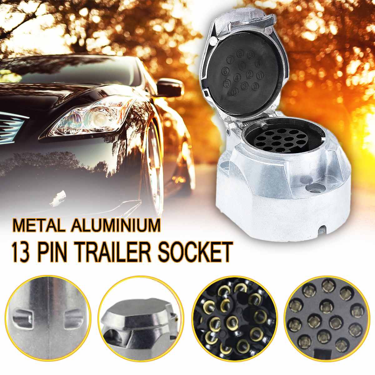 13 Pin Europese standaard Trailer Socket Aluminium... – Vicedeal