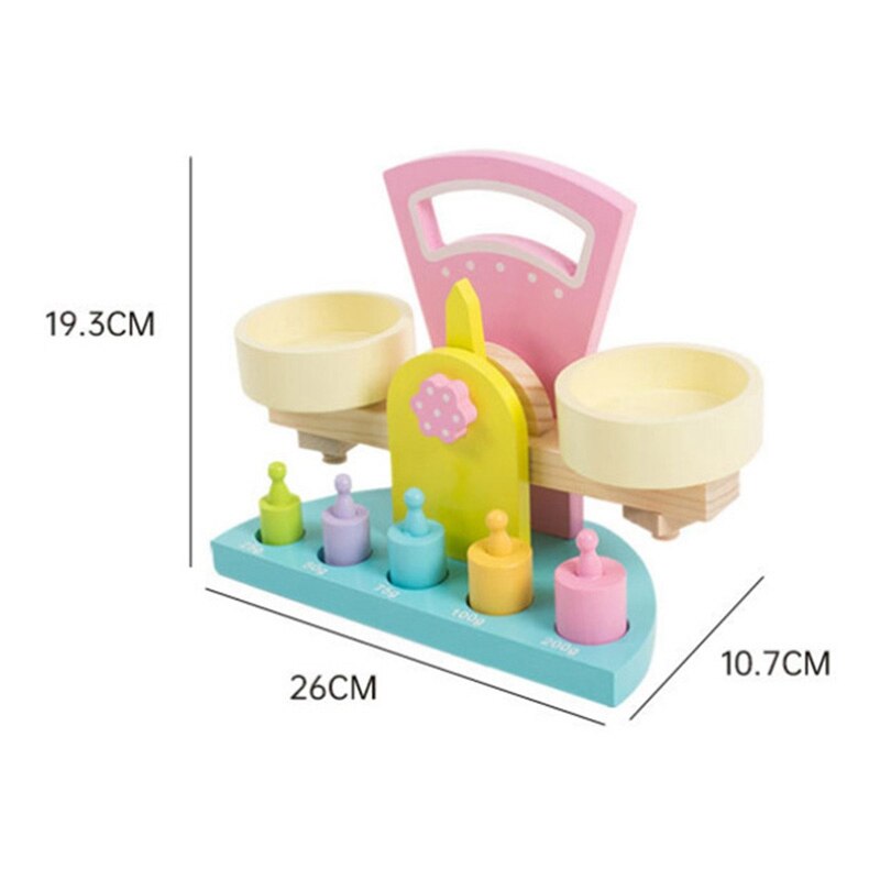 Wooden Balance Scale Toy with Weights for Kids Ear... – Vicedeal