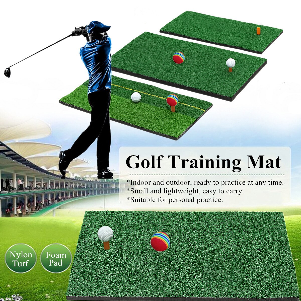 Golf Putting Training Mats Nylon Turf Chipping Dri... – Grandado