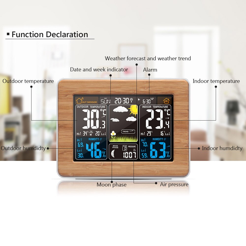 FJ3365 Color Weather Station Indoor/Outdoor Wirele... – Grandado