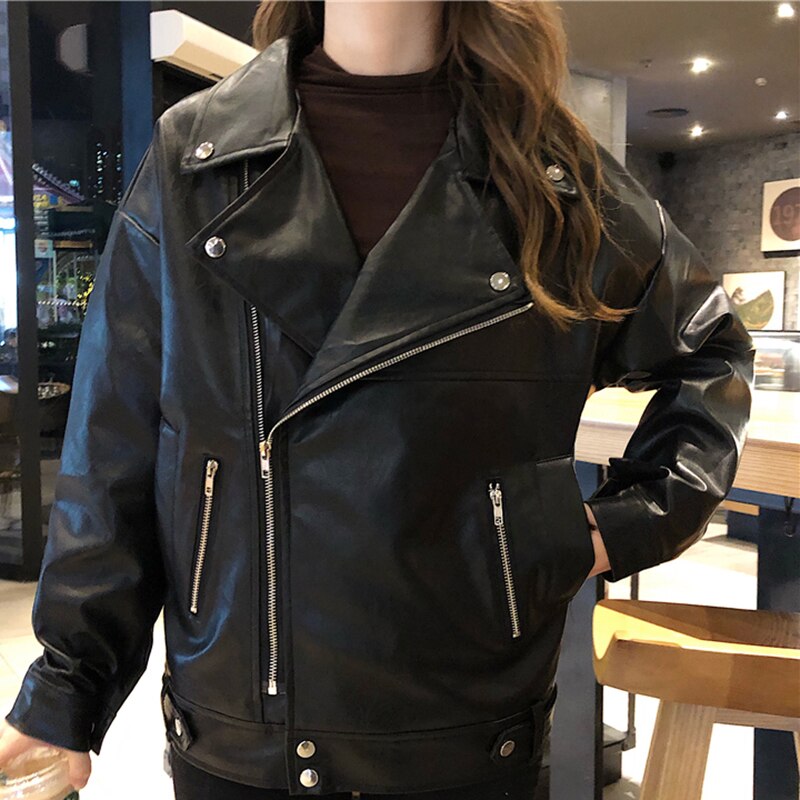 Aelegantmis Casual Loose Faux Leather Jacket Women... – Grandado