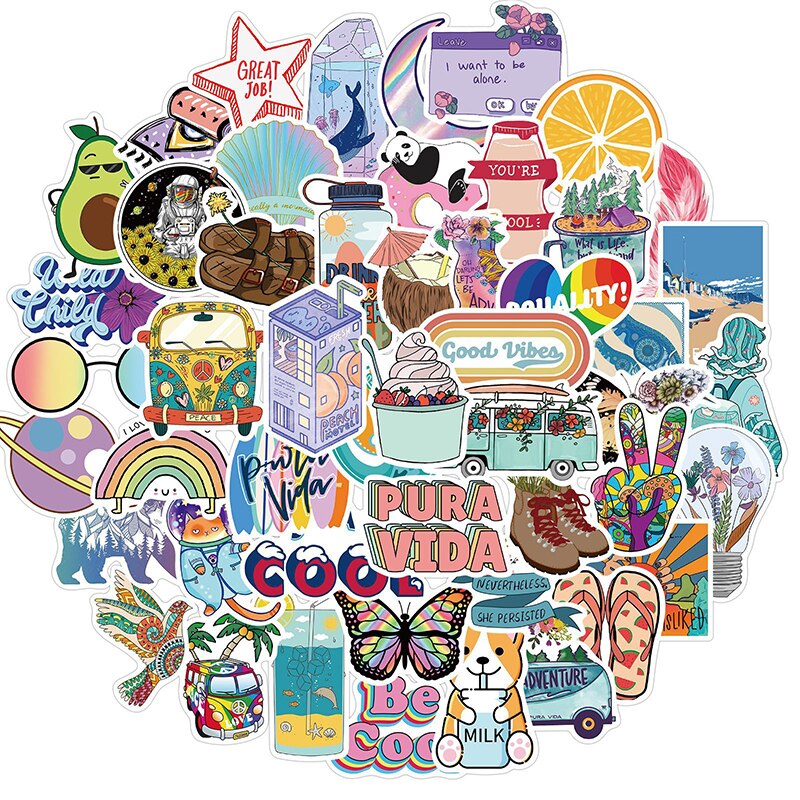 50PCS Cartoon Cute Girl Stickers Things Vinyl Wate... – Grandado