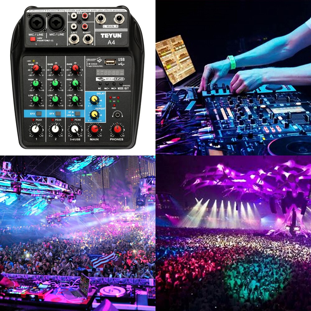 TU04 BT Sound Mixing Console 4 Channels Audio Mixe... – Grandado