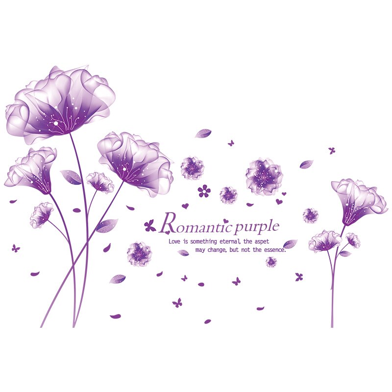 Purple Color Flower Wall Sticker DIY Plant Wall De... – Grandado