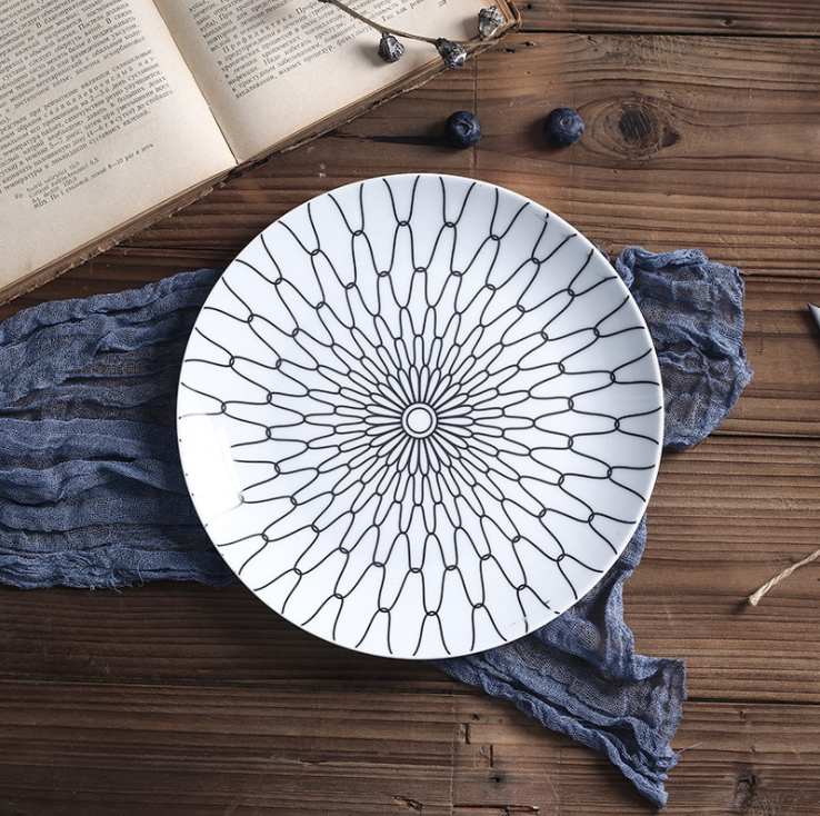 26.5*26.5cm Ceramic Plate Black and White Lines We... – Vicedeal