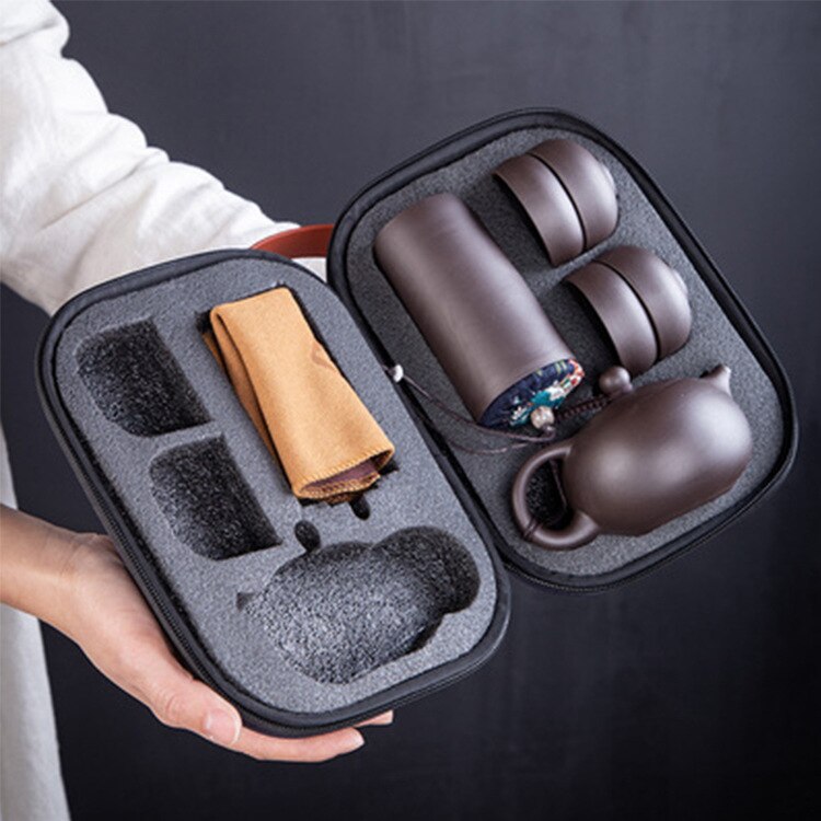 Zisha Travel Tea Set, One Pot, Four Cups, Portable... – Vicedeal