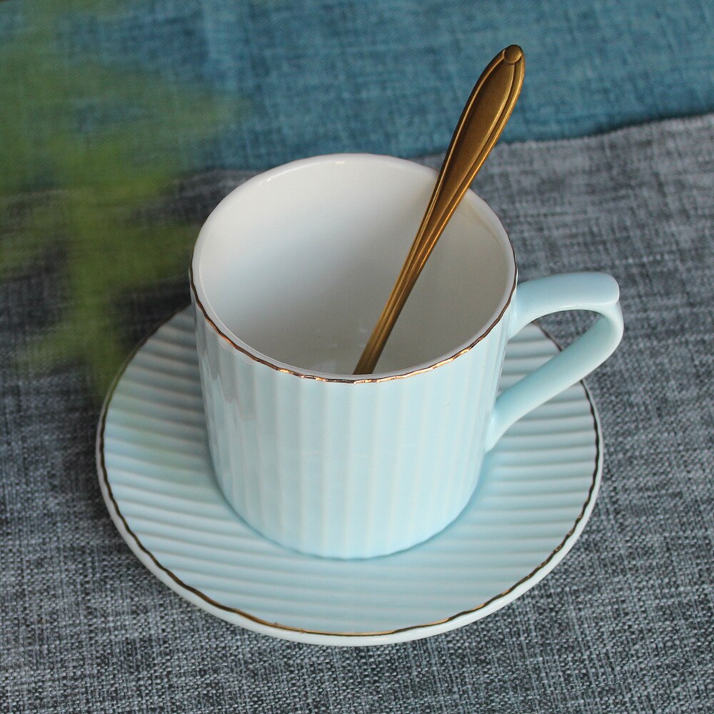 Kaffekopp tallerken skje sett 210ml melk te frokos... – Grandado