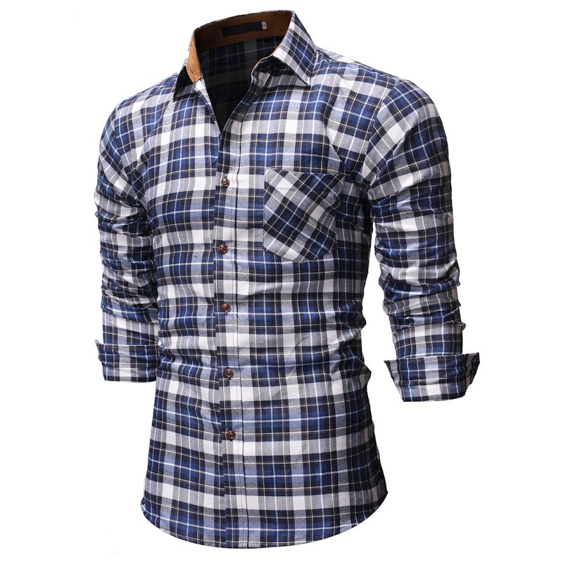 Social Shirt For Men Check Casual Blouse Male Mens... – Grandado