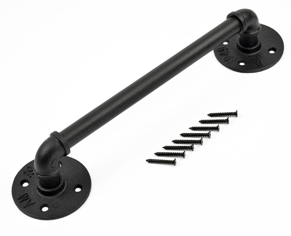 DIYHD 15" rustic black pipe one side handle barn w... – Grandado