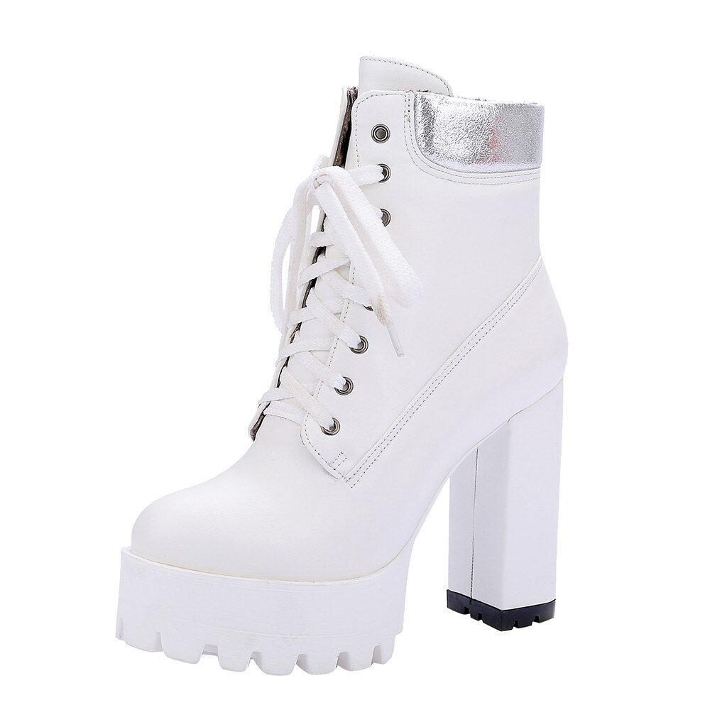 Women Ankle Bare Boots Solid Square Heel Platform ... – Grandado