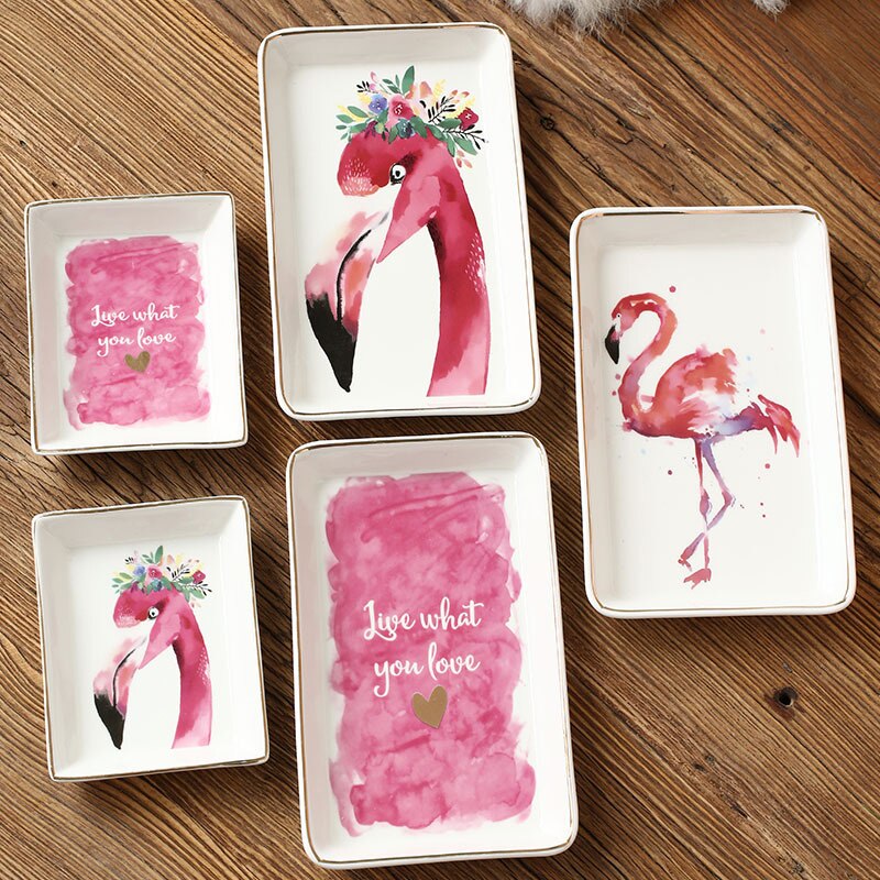 Ceramic Pink Flamingo Dish Nordic Hand Painted Cer... – Grandado