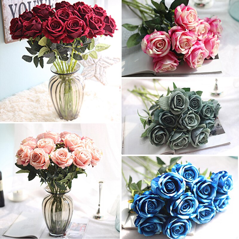 1Pcs 51cm Red Blue Pink Artificial Velvet Rose Sil... – Vicedeal
