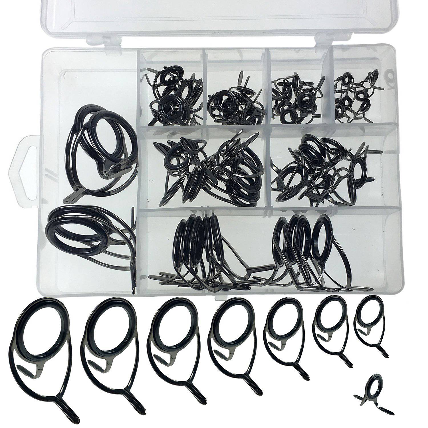 75Pcs Fishing Rod Guide Tips Repair Kit 8 Size Carbon Ceramic Ring Diy ...