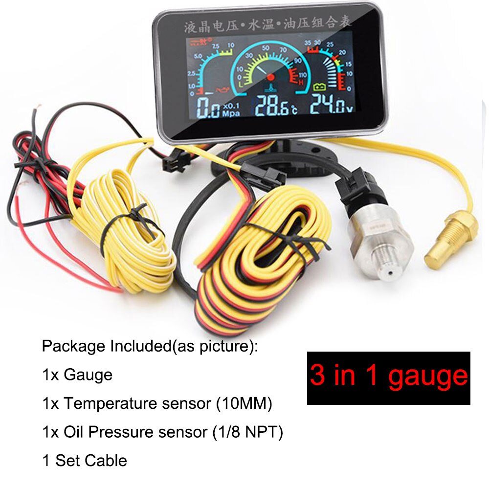 4in1 lcd car digital gauge oil pressure gauge sens... – Vicedeal