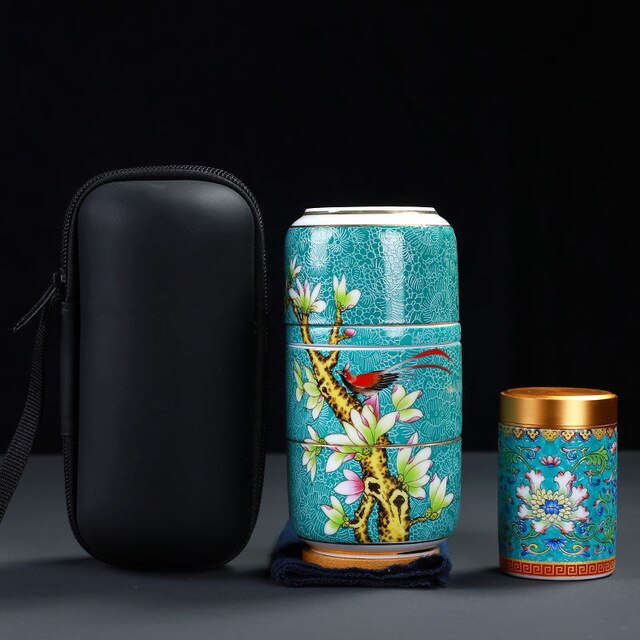 Travel Tea Set Carrying Case Enamel Quick-Pass Cup... – Grandado