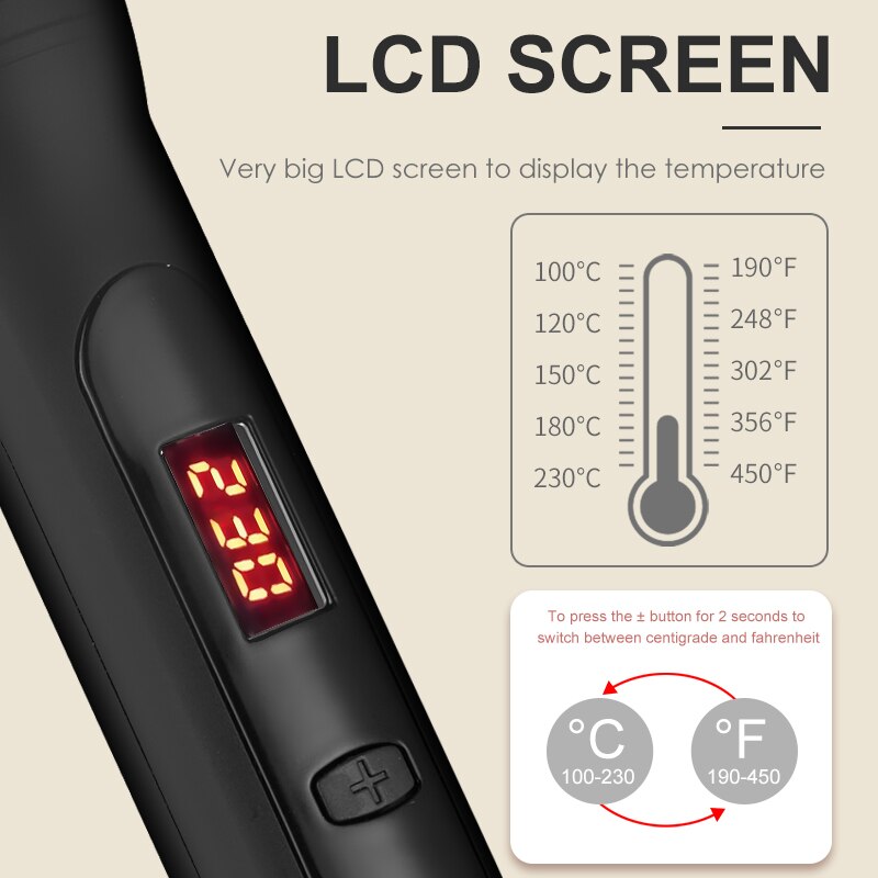 Led Display Verwarming Kam Haar Steil Haar Krulspe... – Vicedeal