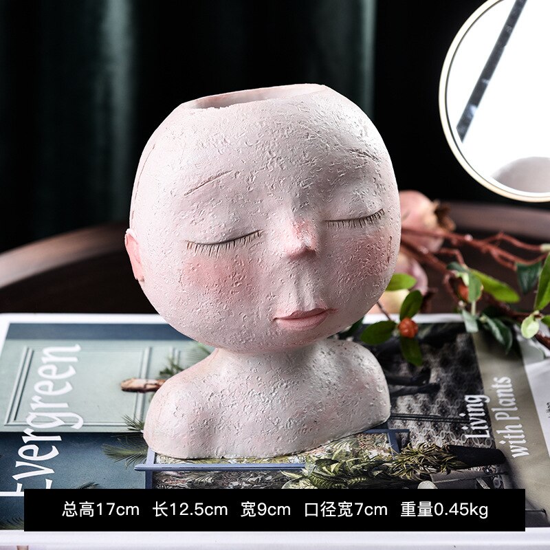 1pcs Human Head Vase Flower Pot Doll Shape Sculptu... – Grandado