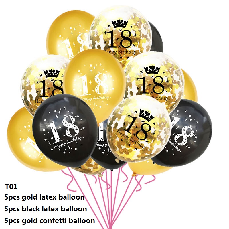 15pcs/set 18th Happy Birthday Balloon Decor Gold S... – Vicedeal