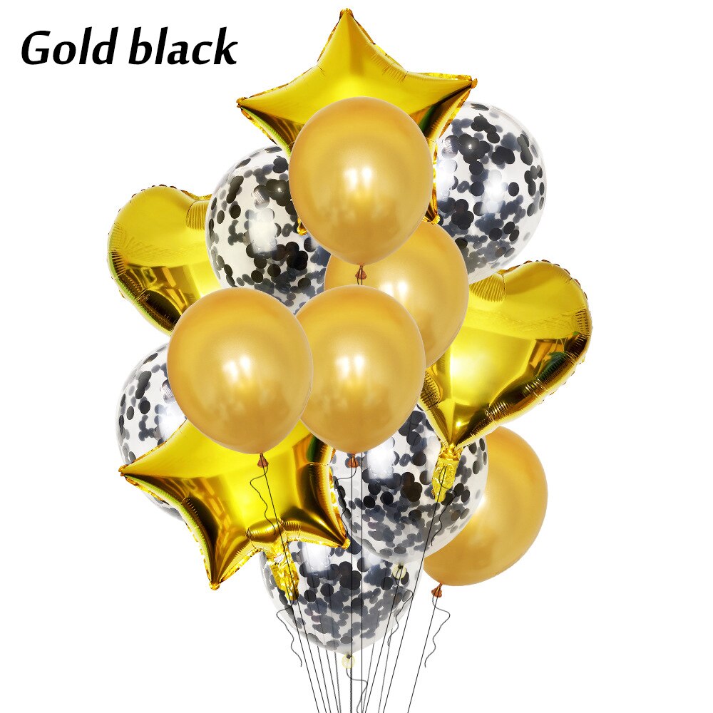 14 stk konfetti aluminium film ballon femtakket st... – Vicedeal