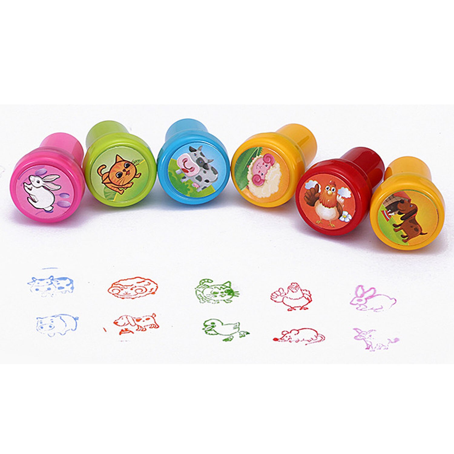 20pcs Kids Cartoon Animal Fruit Vegetable Self-ink... – Grandado