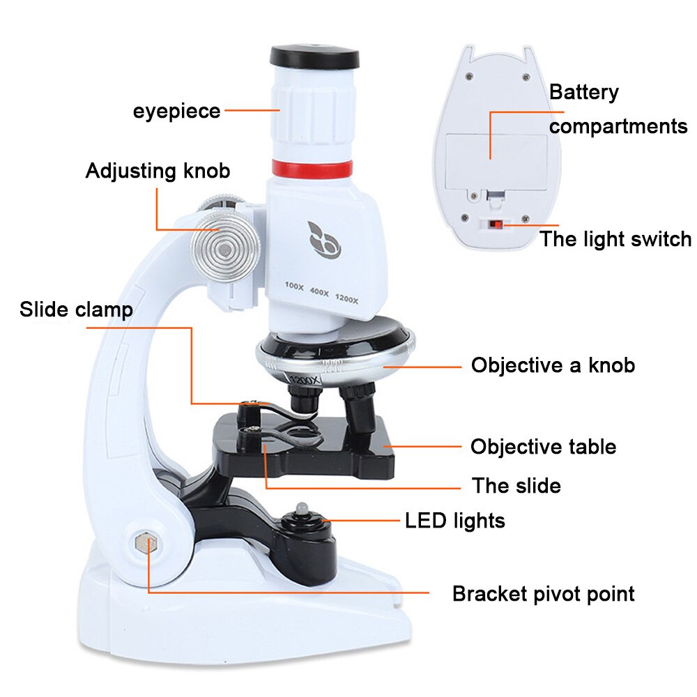 100X 400X 1200X LED Lab Microscope Kit Home School... – Grandado