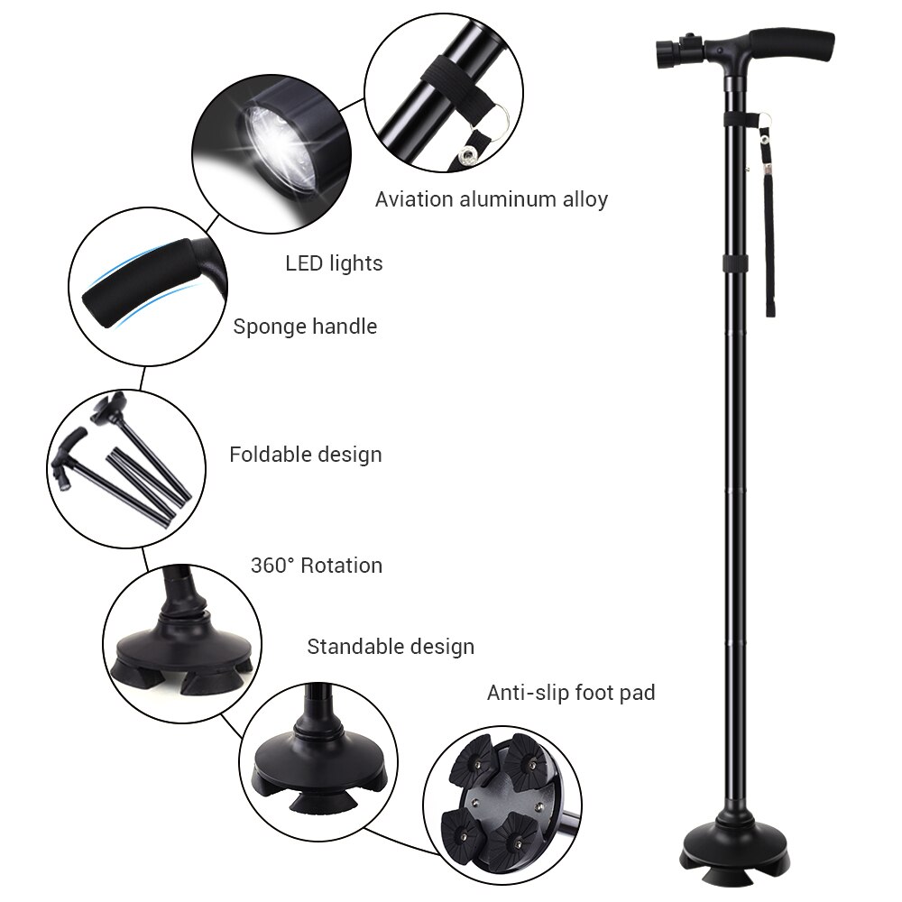 Collapsible Telescopic Canes Folding Crutches Elde... – Grandado