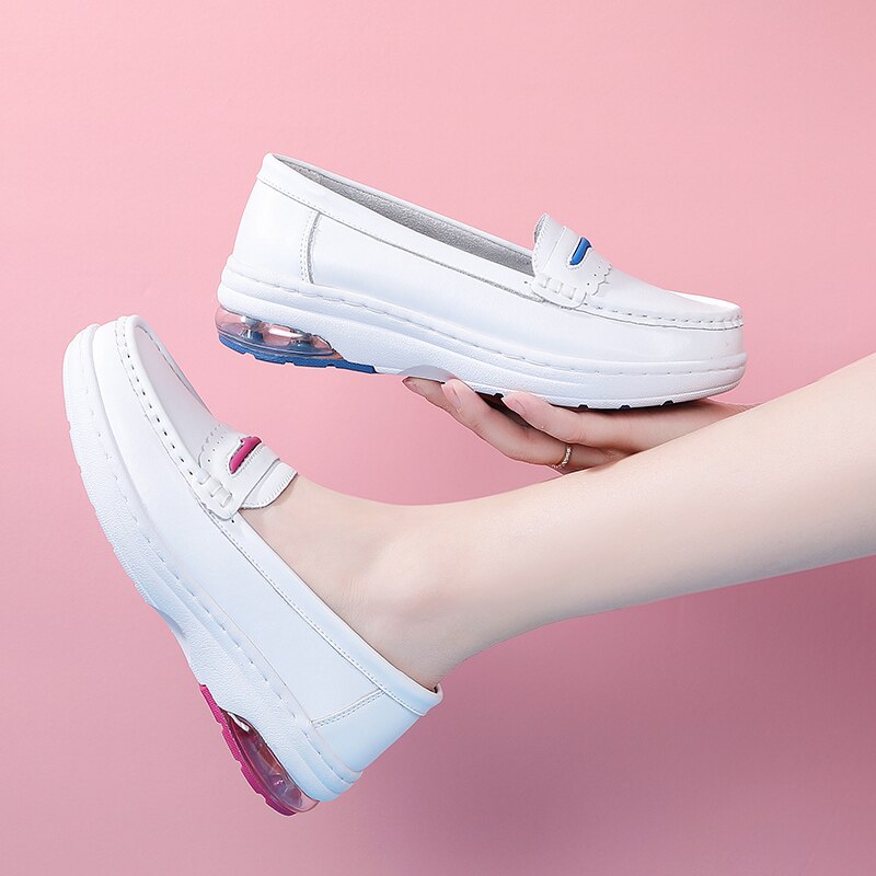 SNURULAN Nurse Shoes White Women Work Wedge Flats ... – Grandado