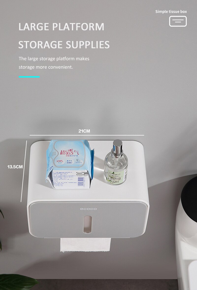 Ecoco Tissue Box Wall Mounted Papierrolhouder Keuk... – Grandado