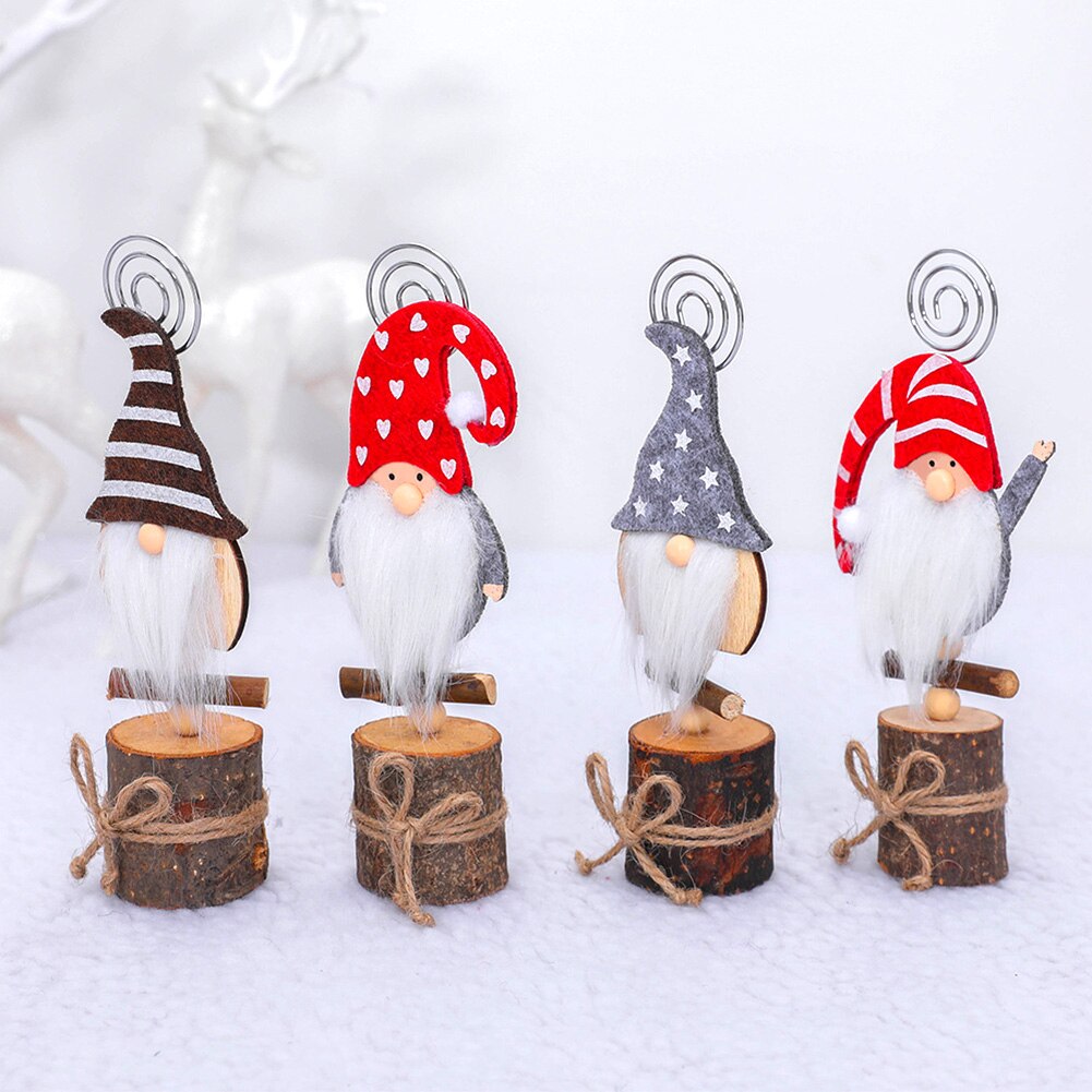 Christmas Wood Gnome Name Card Note Photo Holder C... – Grandado