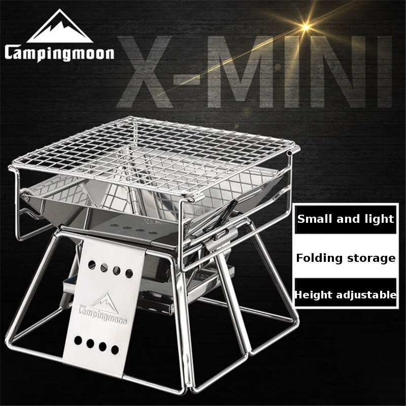 Mini bärbar rostfri grill grill non-stick yta fäll... – Vicedeal