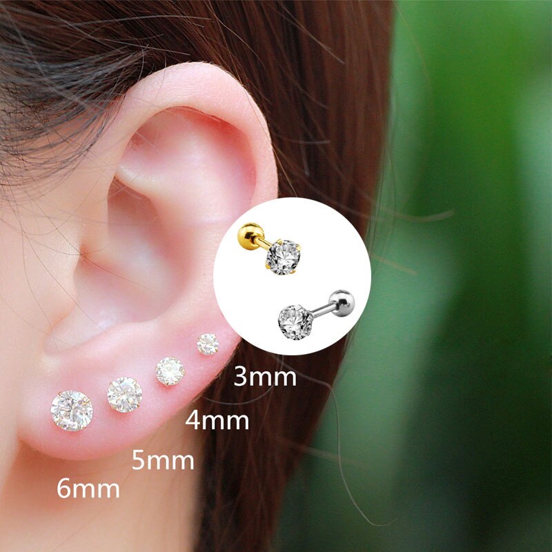 1Pair/2Pcs Small Round Cz Tragus Cartilage Stainle... – Vicedeal