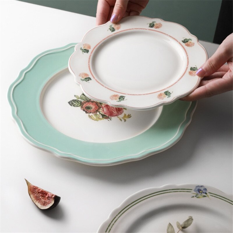 Ceramic Pastoral Retro Dinner Plate Cake Dessert D... – Grandado