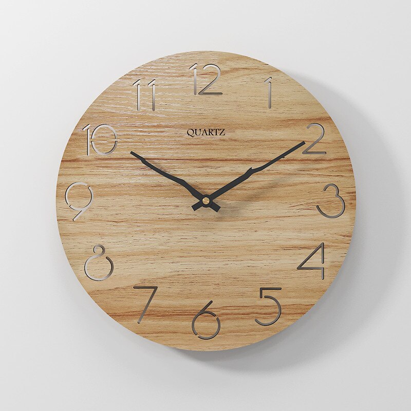 Nordic Wooden Wall Clock 12 Inch Wooden Silent Mec... – Grandado