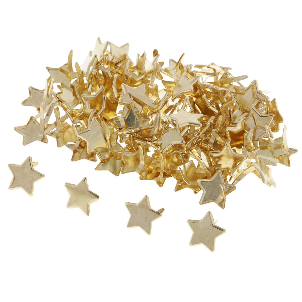 100x Gold Star Head Split Pin Metal Brads Paper Fa... – Vicedeal